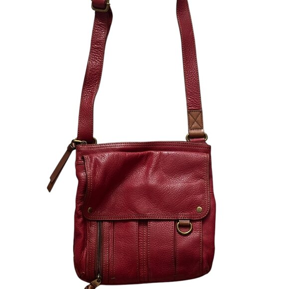 Fossil | Bags | Red Fossil Morgan Traveler Pebbled Leather Cow Hide ...